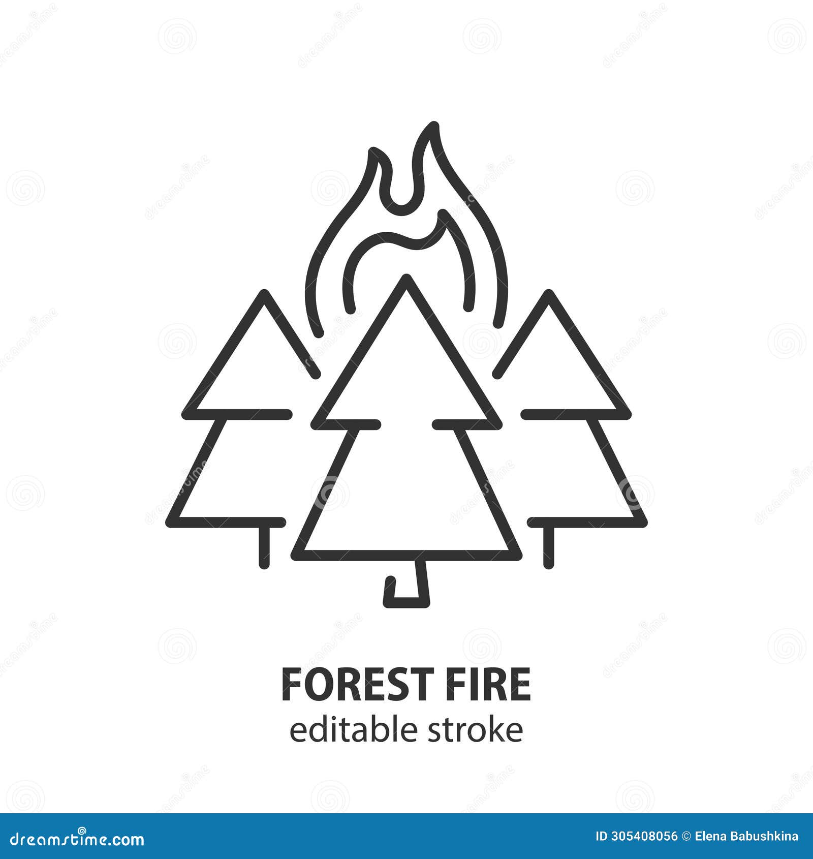Forest Fire Line Icon. Wildfire Symbol. Editable Stroke Stock Vector ...