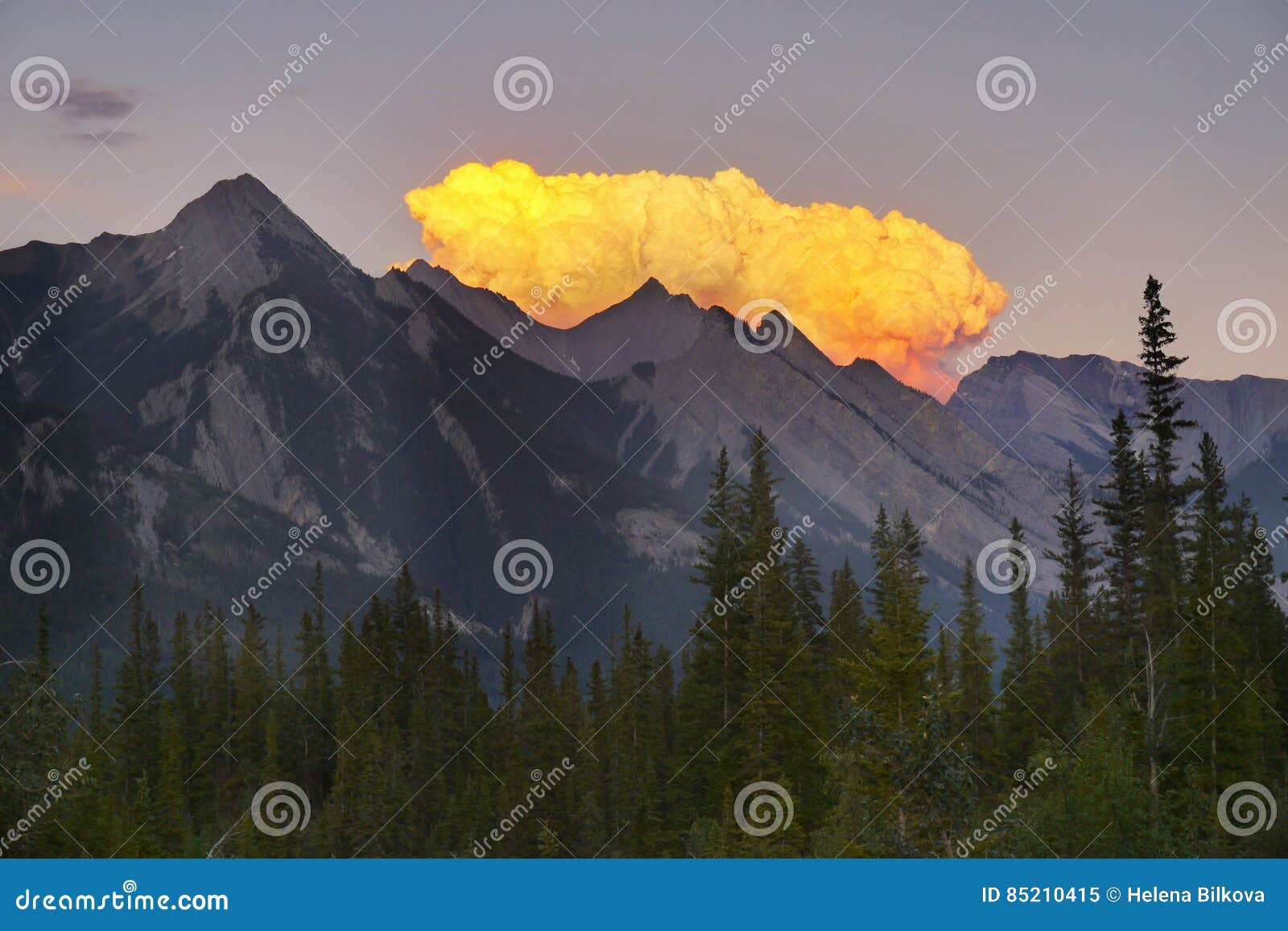 Forest Fire Night stock image. Image of fire, smoke, rockies - 85210415