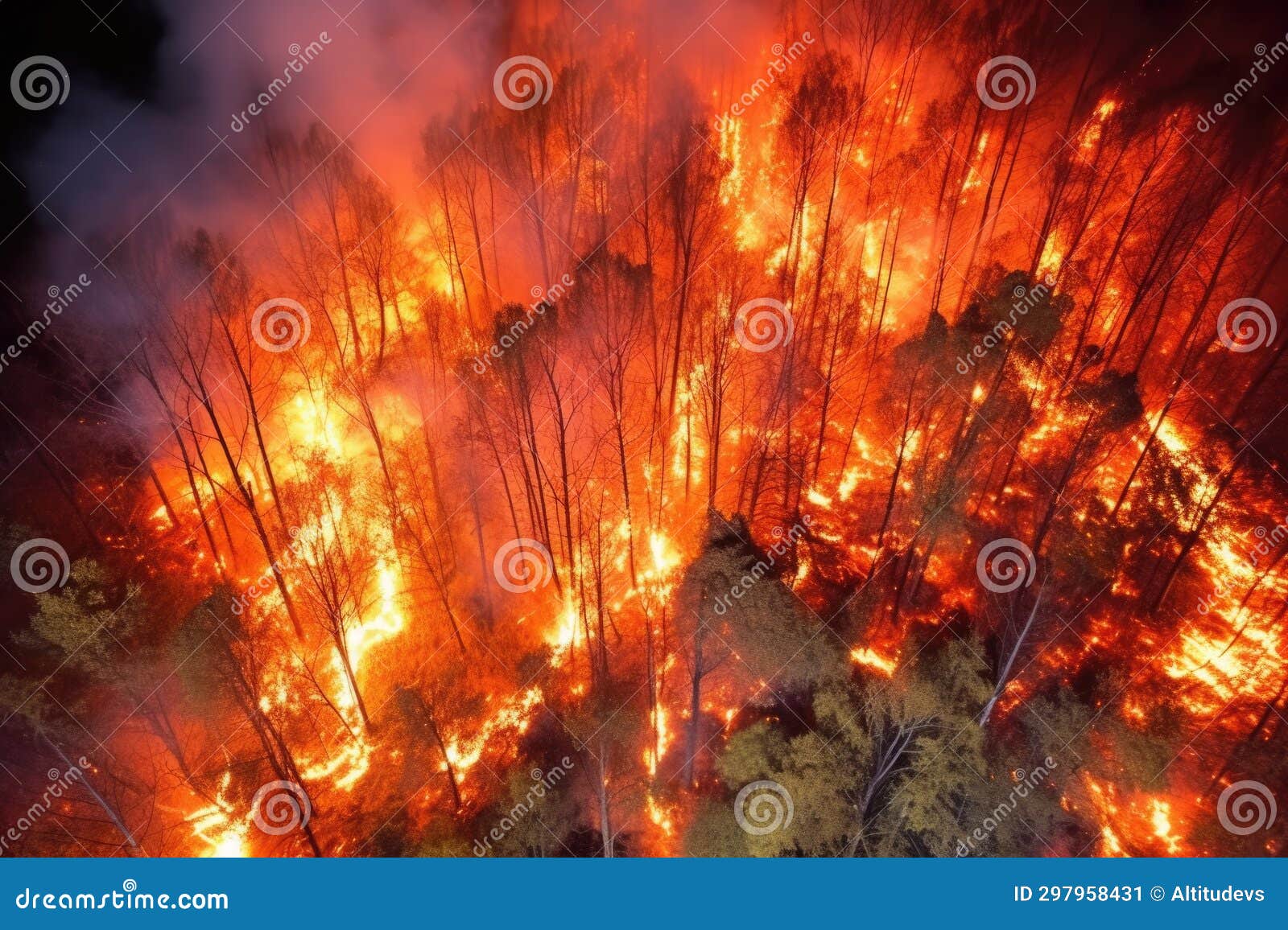 A Forest Fire at Night with Immense Flames Stock Image - Image of ...