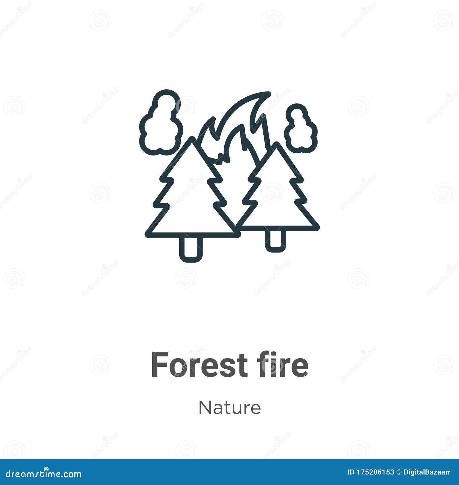 Forest Fire Outline Vector Icon. Thin Line Black Forest Fire Icon, Flat ...