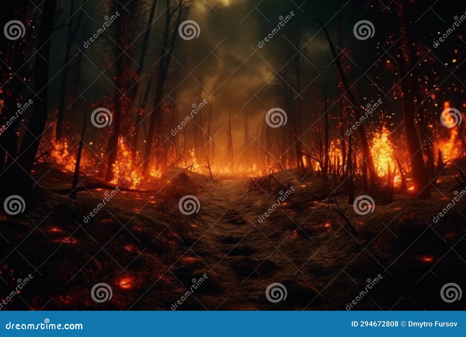 Forest Fire in Progress. Fire. Large Flames. a Threat To Our ...