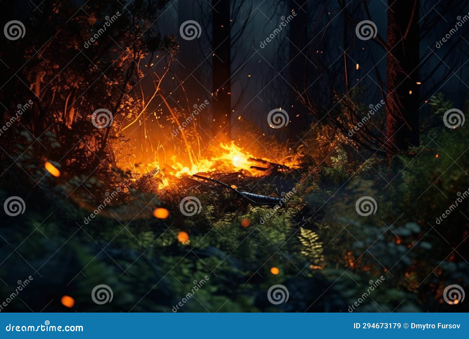 Forest Fire in Progress. Fire. Large Flames. a Threat To Our ...