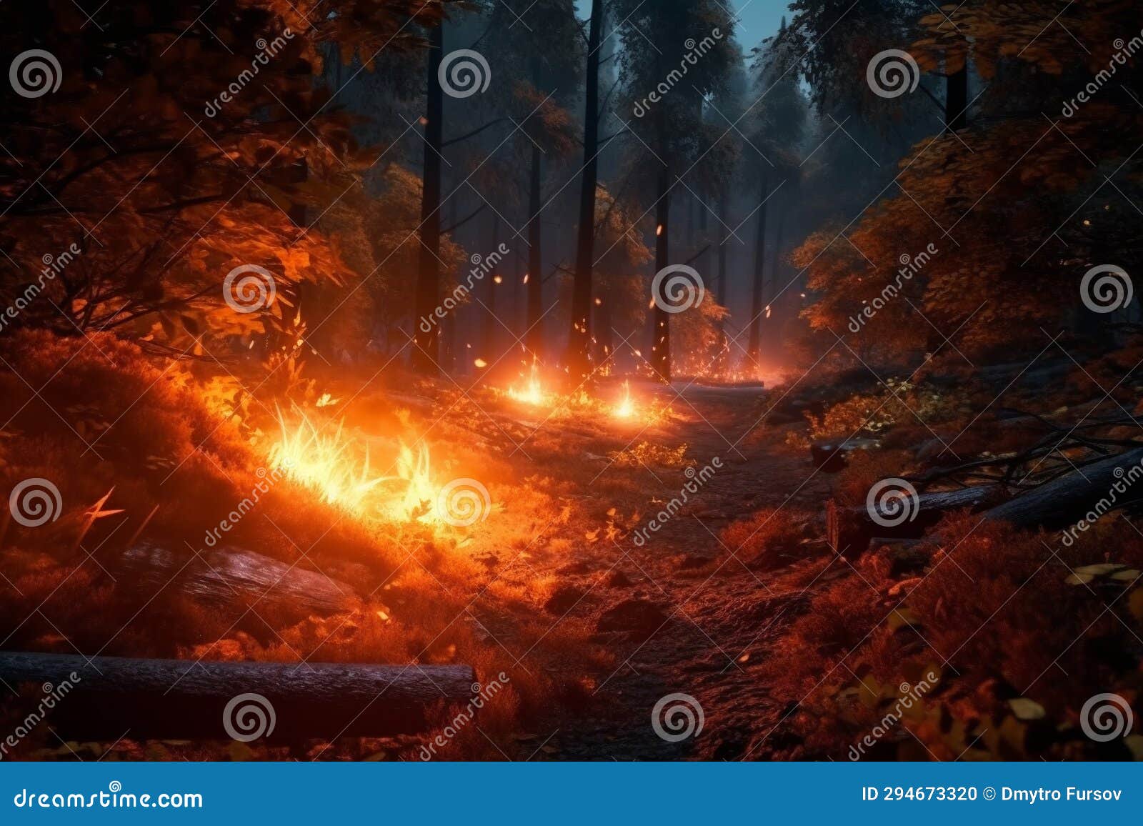 Forest Fire in Progress. Fire. Large Flames. a Threat To Our ...