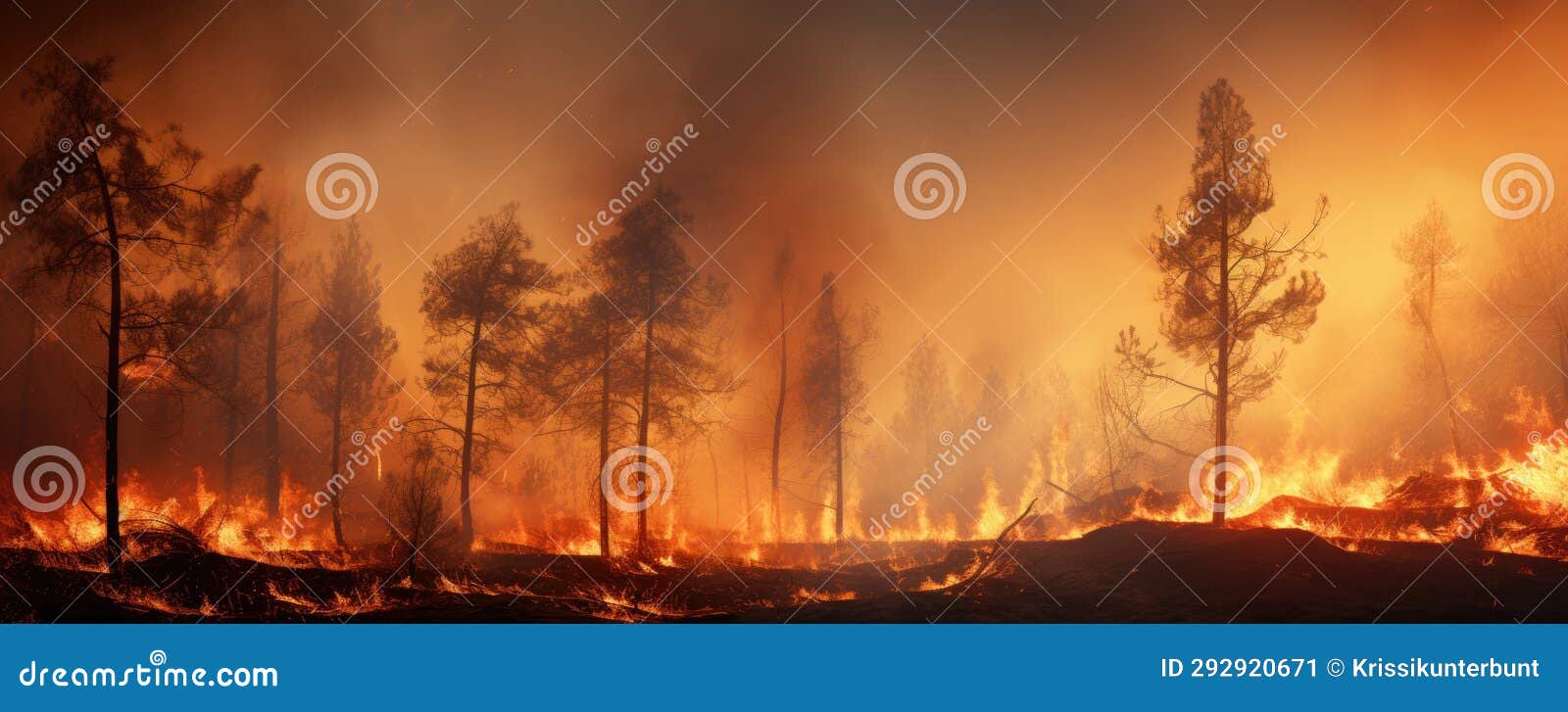 Forest Fire Red Landscape AI Generated Stock Illustration ...