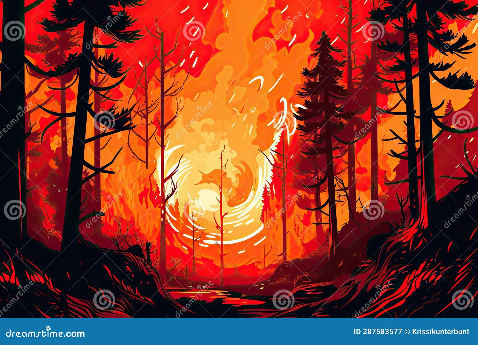 Forest fire red landscape stock image. Image of flame - 287583577