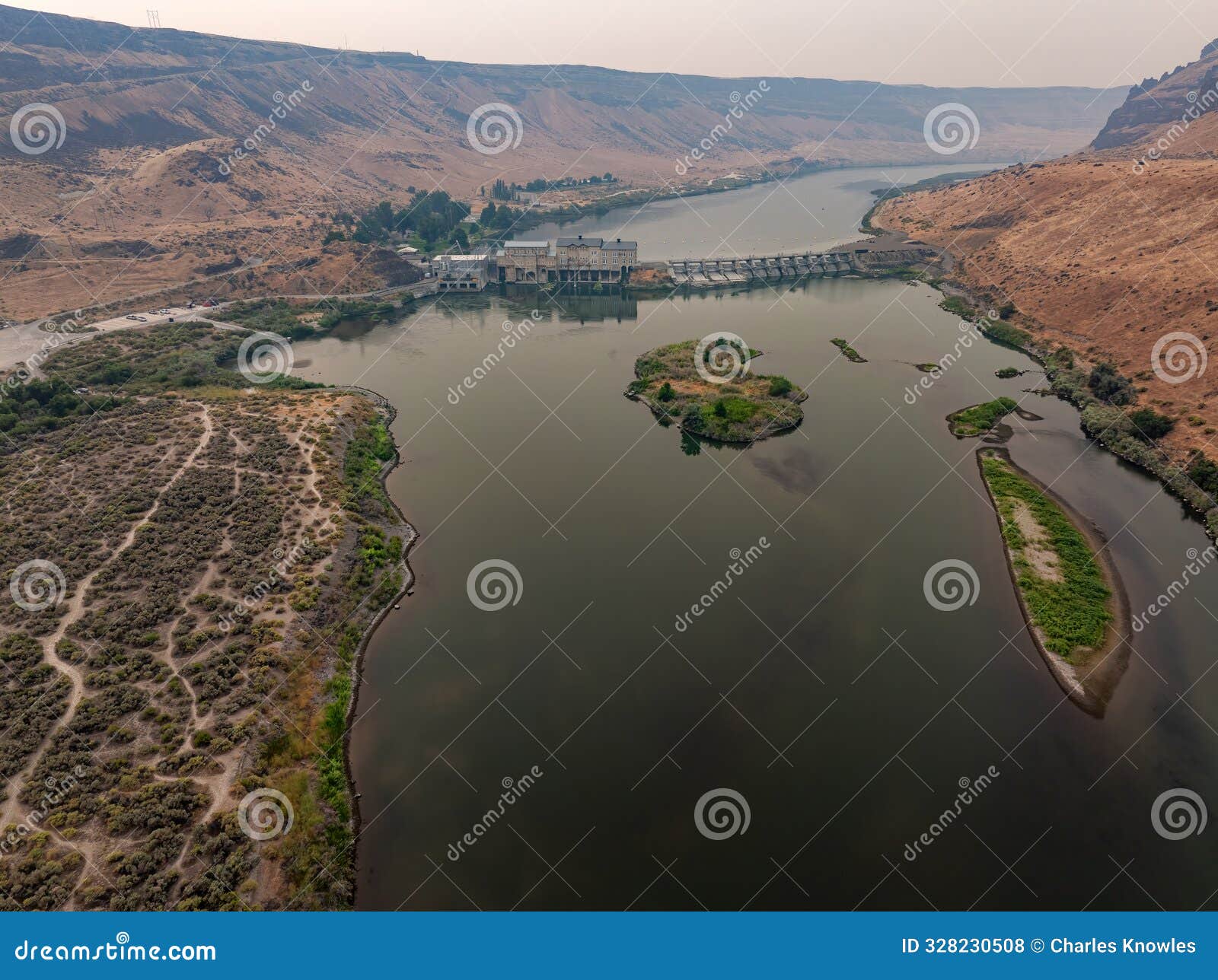 Forest Fire Smoke Environment and Swn Falls Dam Stock Photo - Image of ...