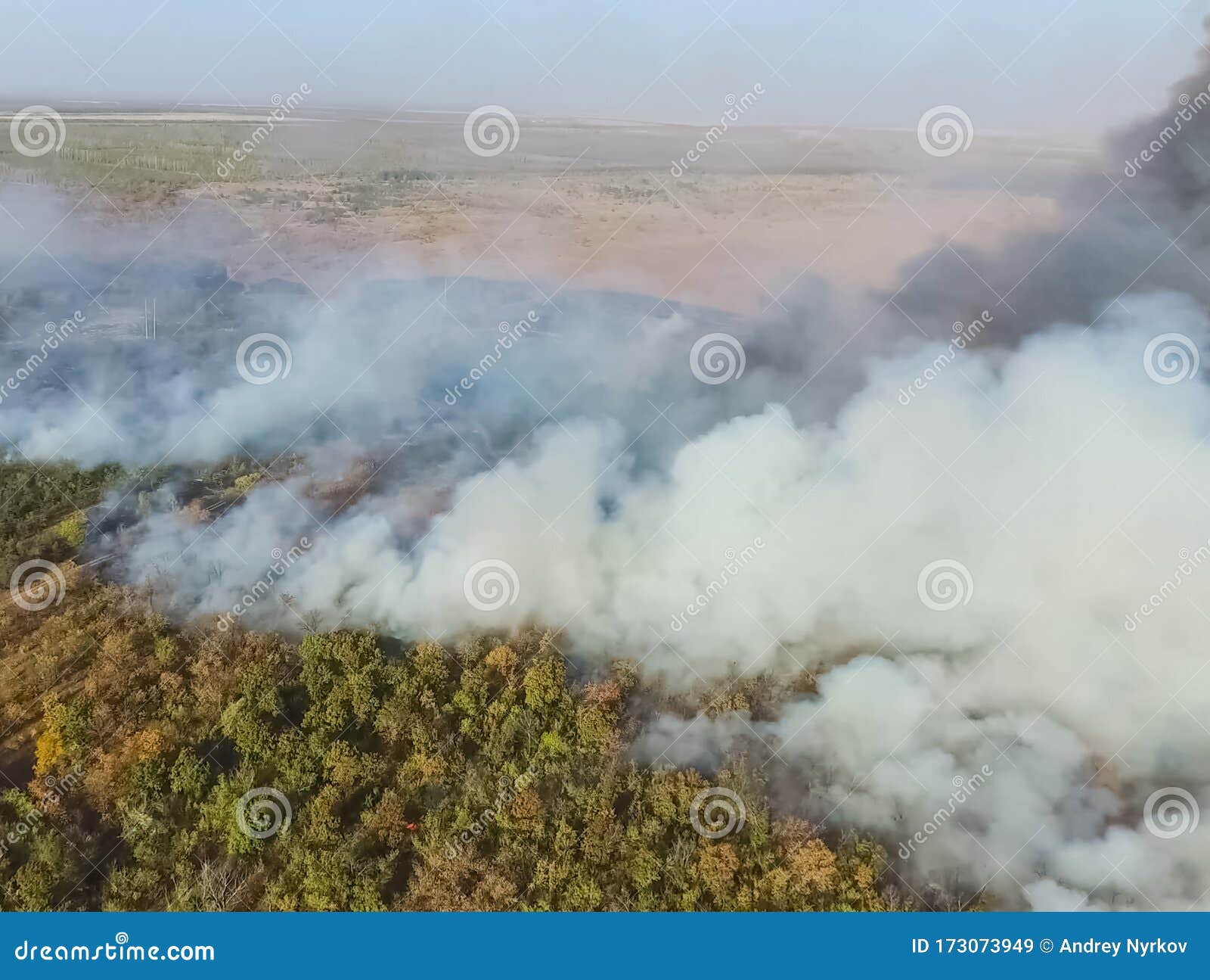 Forest Fire, Smoke of Surrounding Area. Smoke and Fire Stock Image ...