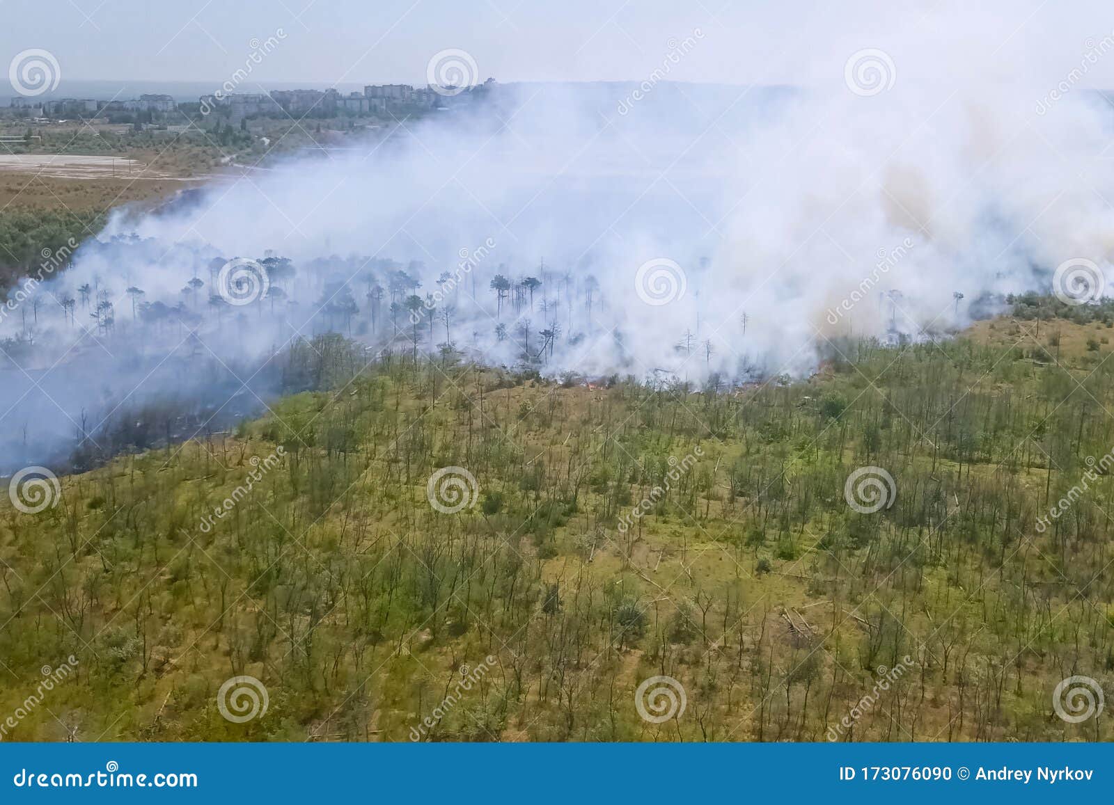 Forest Fire, Smoke of Surrounding Area. Smoke and Fire Stock Photo ...