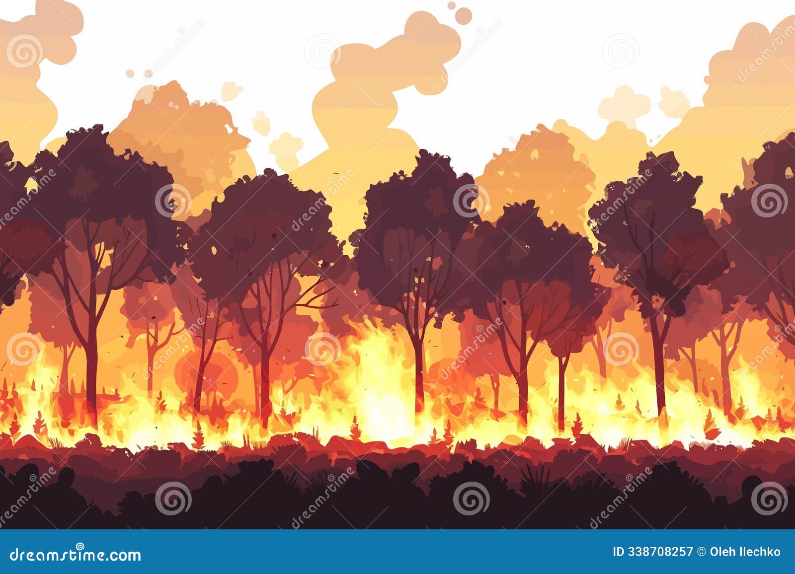 Forest on Fire Stock Image Isolated Vector Style Stock Vector ...