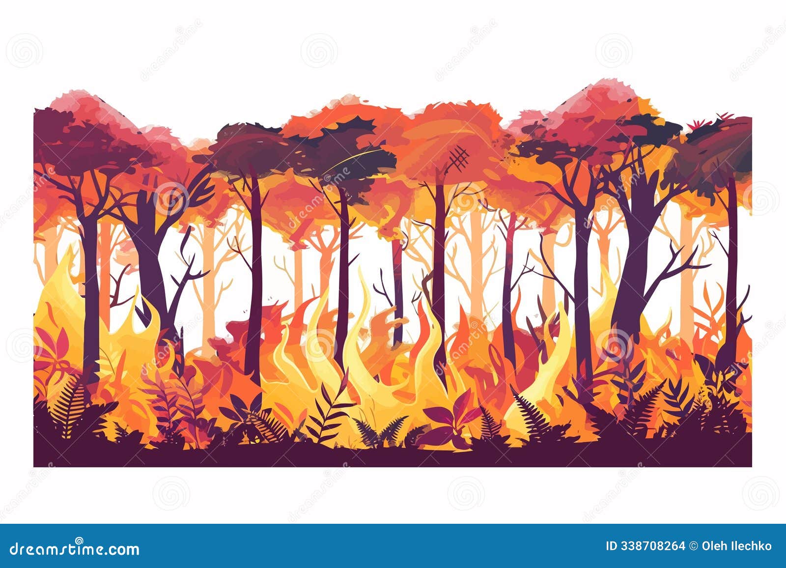 Forest on Fire Stock Image Isolated Vector Style Stock Vector ...
