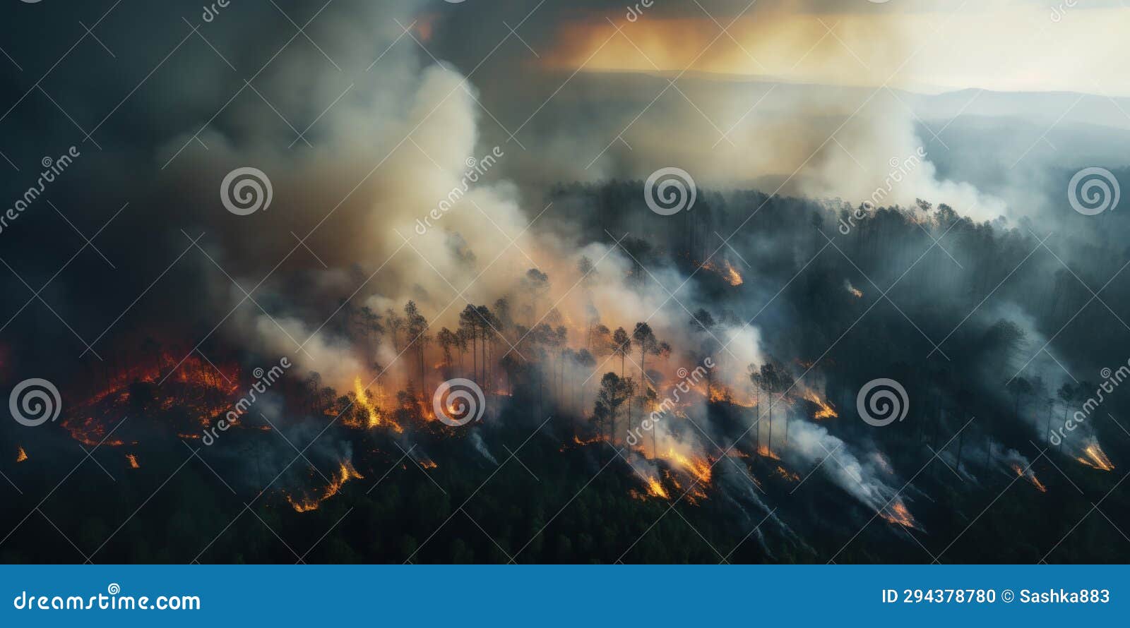 Forest Fire Top View. Generative Ai. Stock Photo - Image of emergency ...