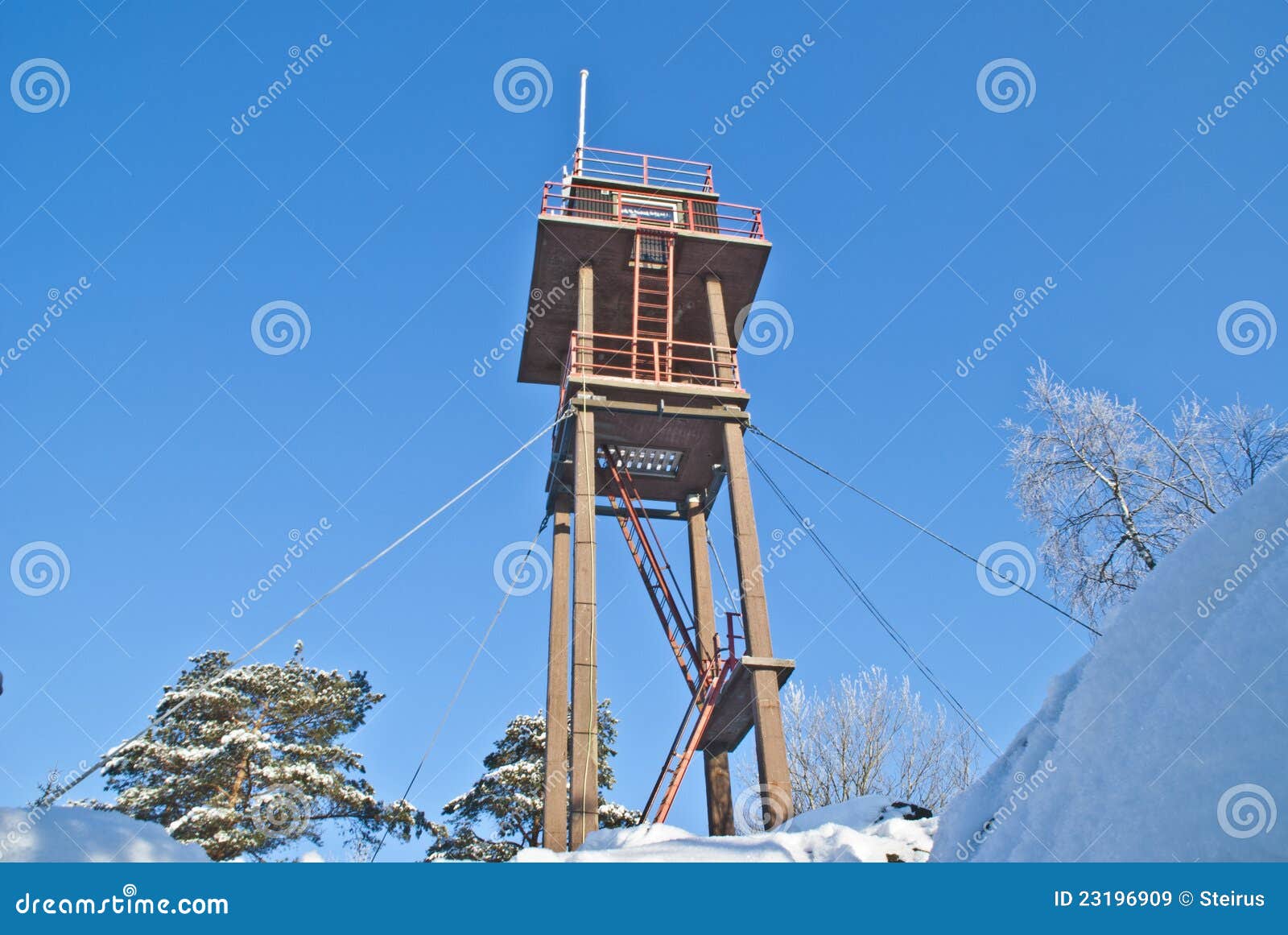 Forest fire tower. (3) stock image. Image of partly, maple - 23196909