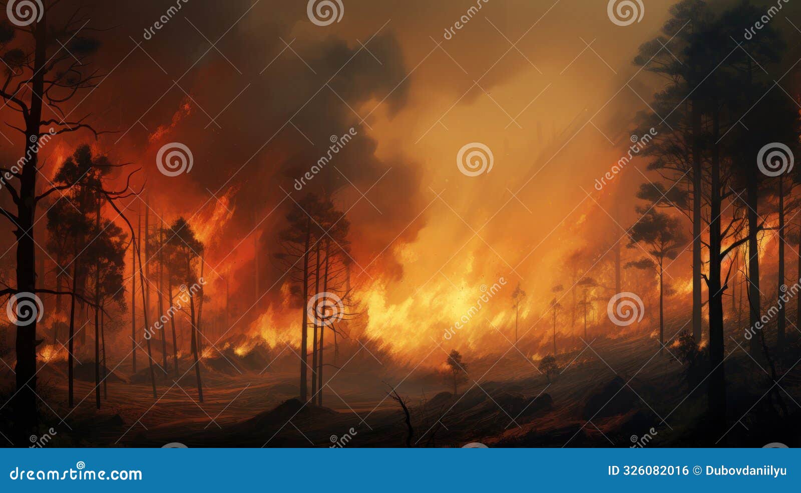 Forest Fire Trees on Fire Flames Forest Protection Environment Stock ...