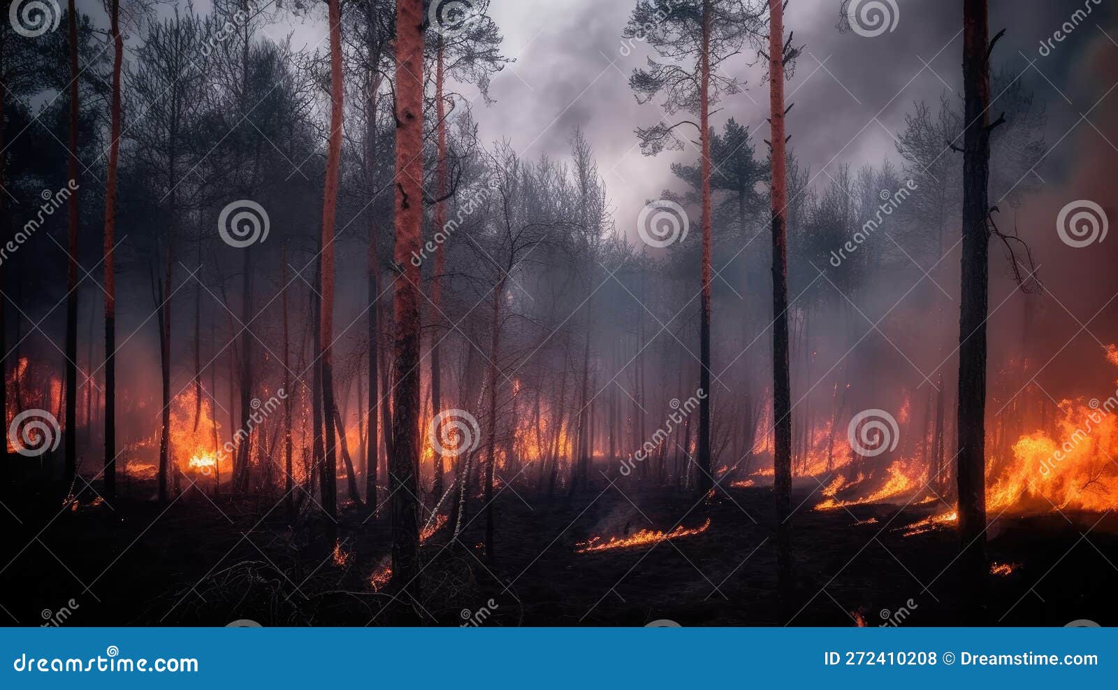 Forest Fire with Trees on Fire Stock Illustration - Illustration of ...