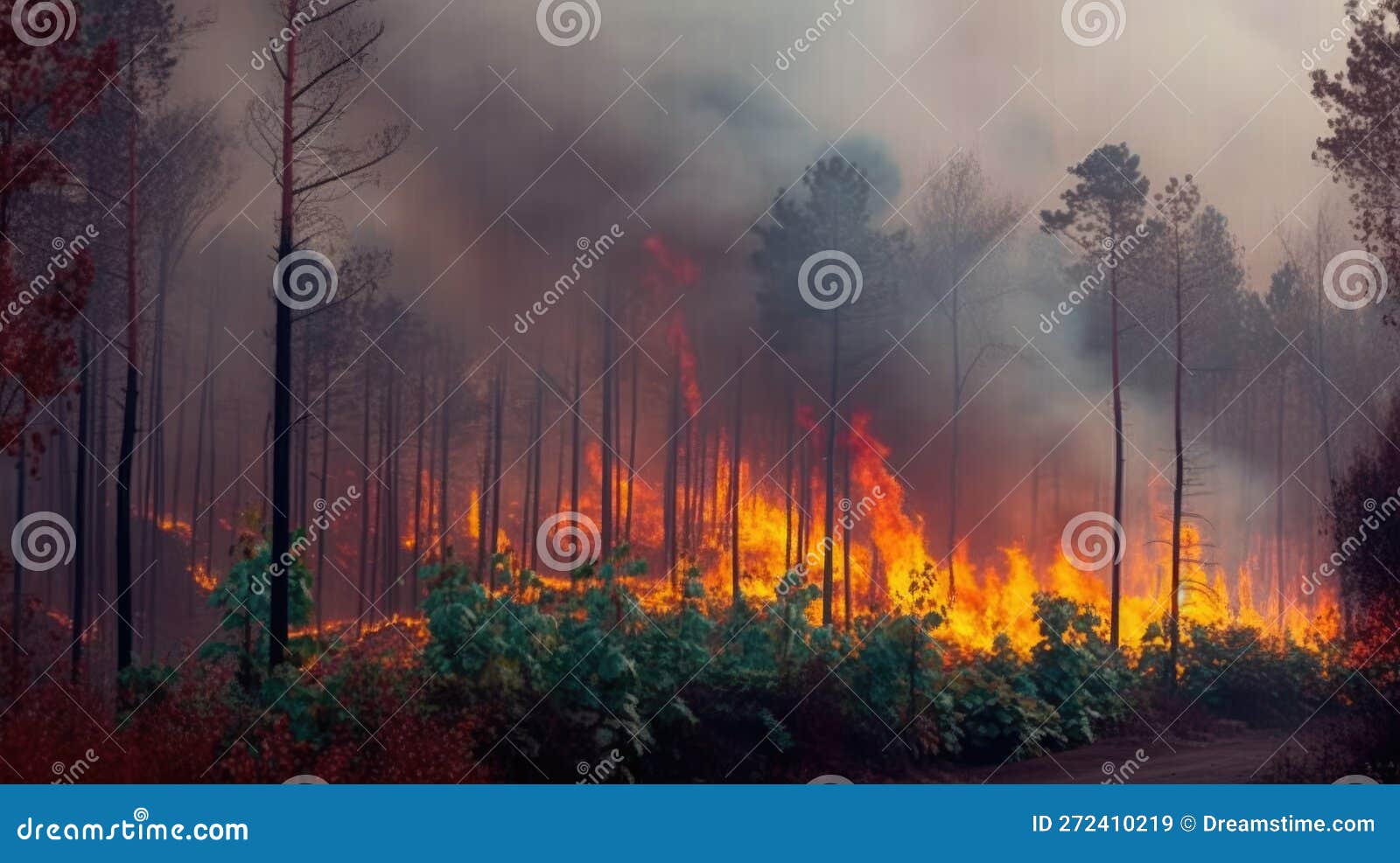 Forest Fire with Trees on Fire Stock Illustration - Illustration of ...