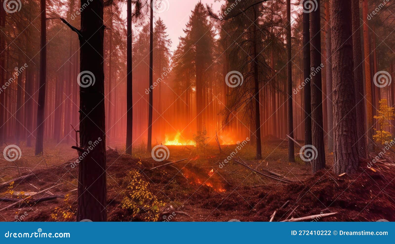 Forest Fire with Trees on Fire Stock Illustration - Illustration of ...