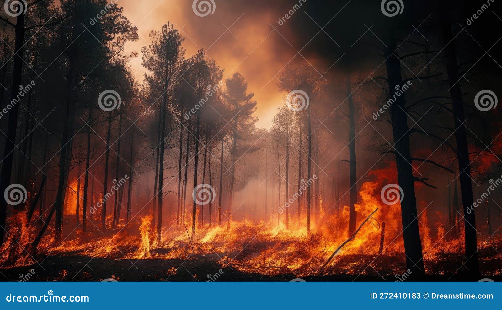 Forest Fire with Trees on Fire Stock Illustration - Illustration of ...