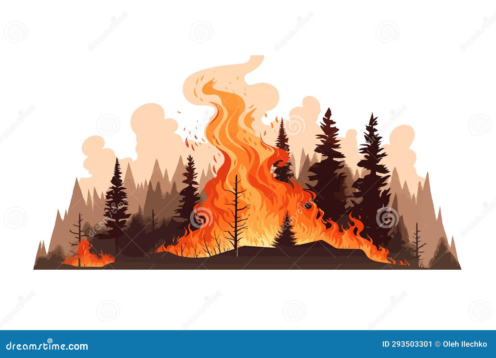 Forest Fire Vector Flat Minimalistic Isolated Illustration Stock Vector ...