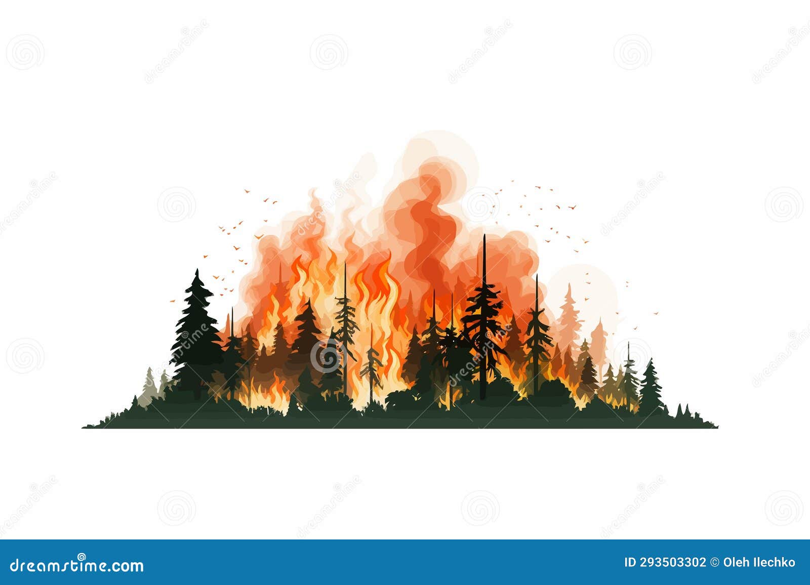 Forest Fire Vector Flat Minimalistic Isolated Illustration Stock Vector ...
