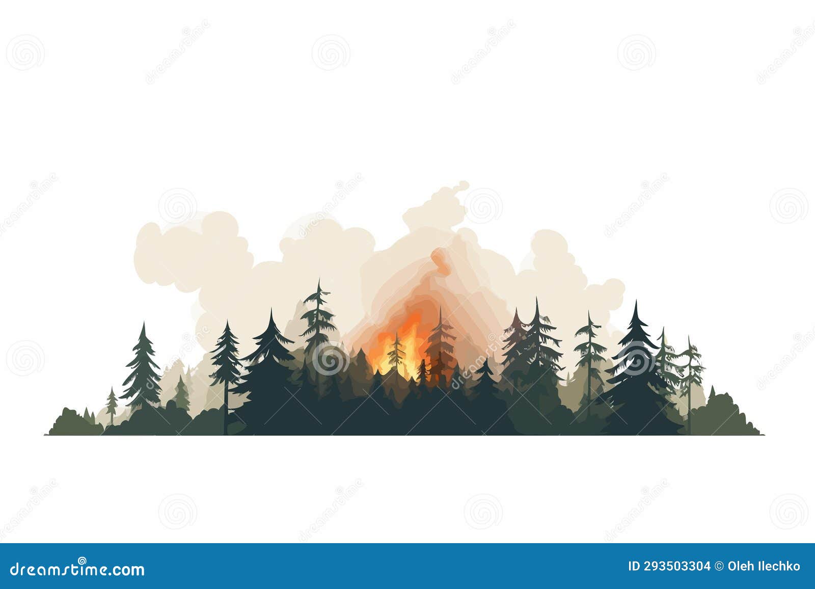 Forest Fire Vector Flat Minimalistic Isolated Illustration Stock Vector ...