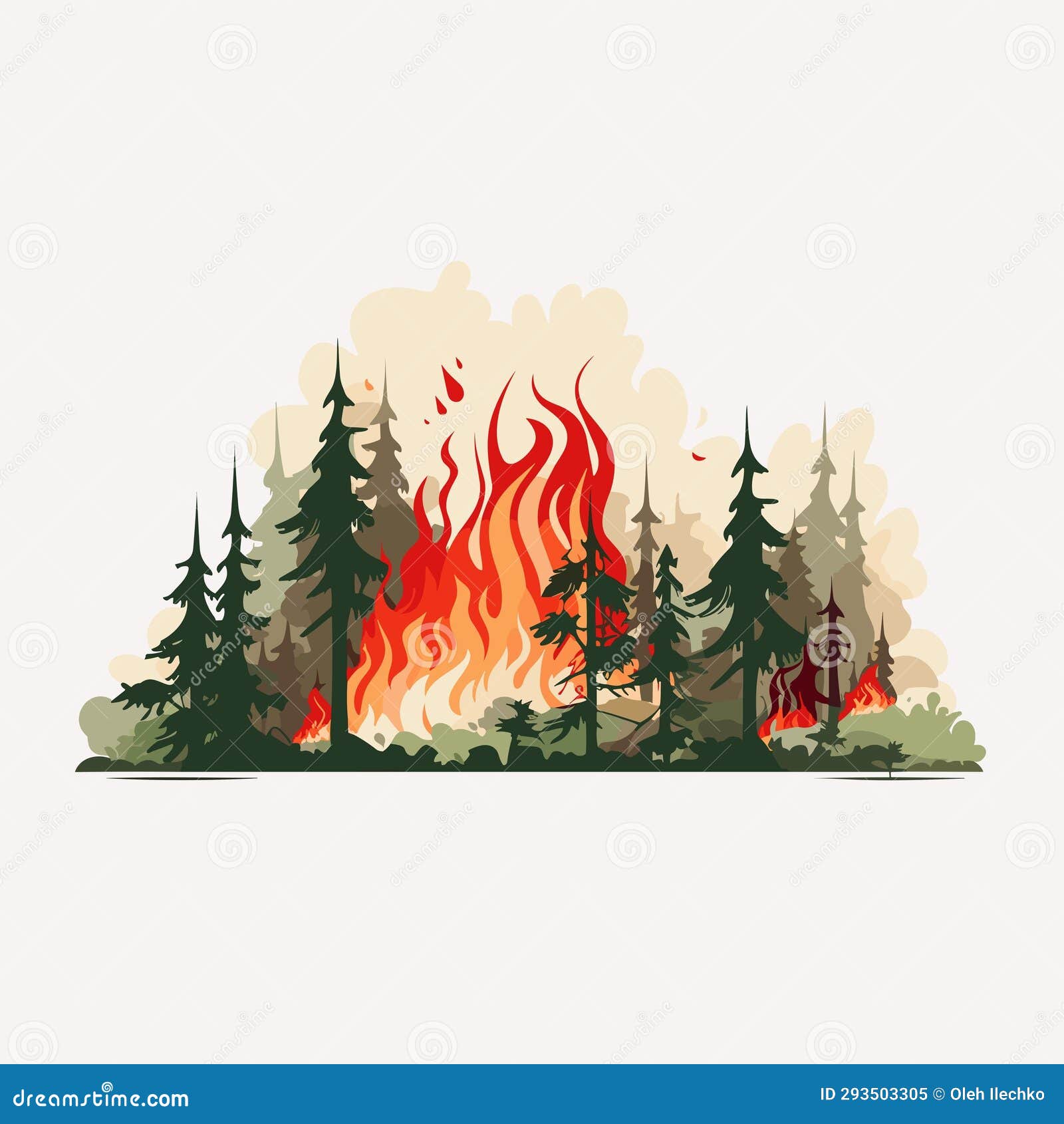 Forest on Fire Vector Flat Minimalistic Isolated Illustration Stock ...