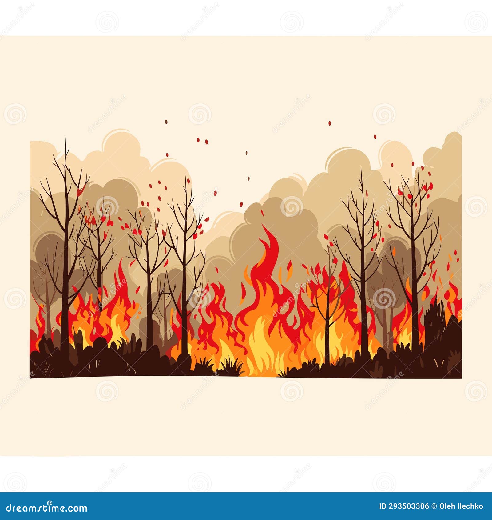 Forest on Fire Vector Flat Minimalistic Isolated Illustration Stock ...