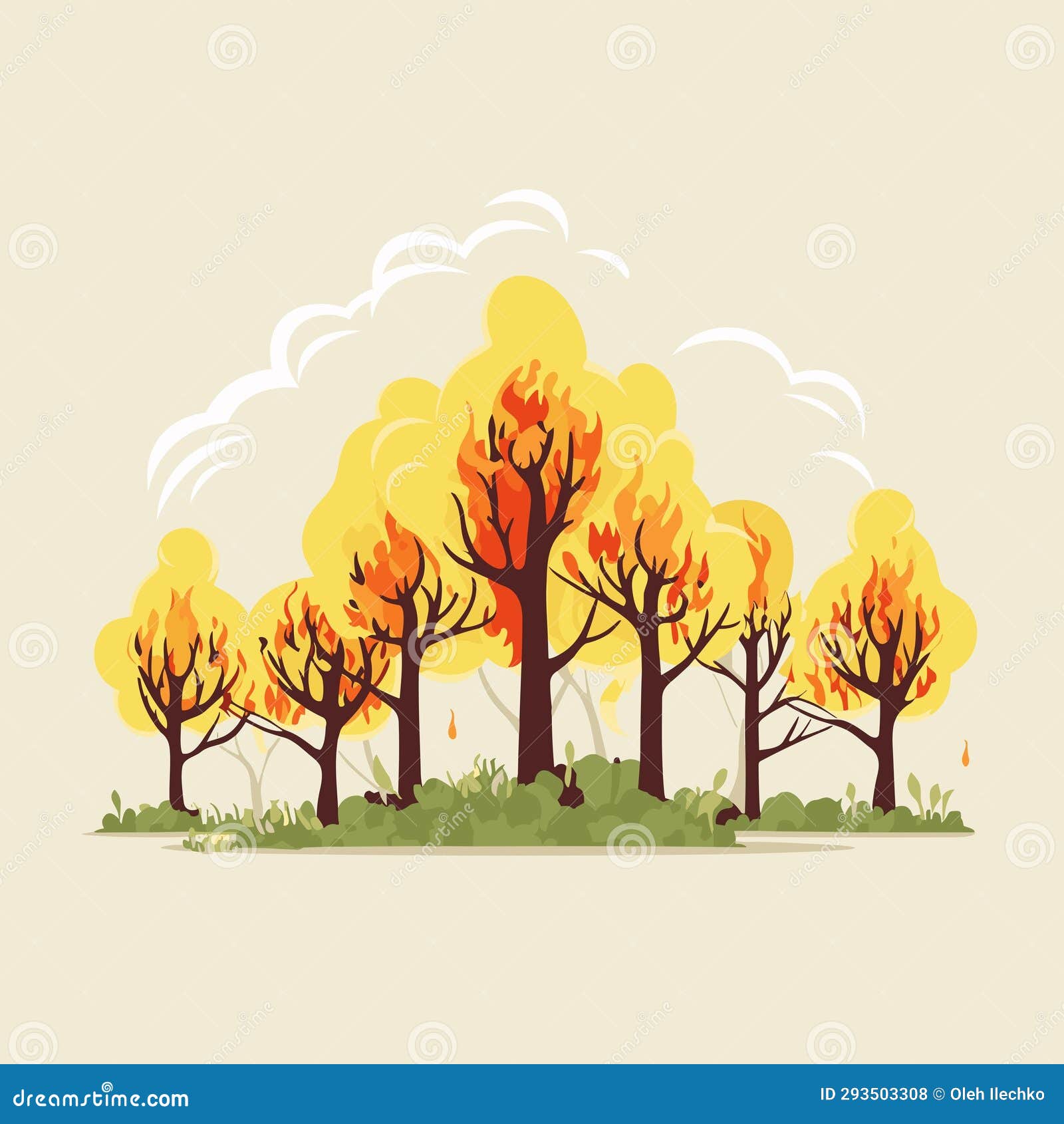 Forest on Fire Vector Flat Minimalistic Isolated Illustration Stock ...