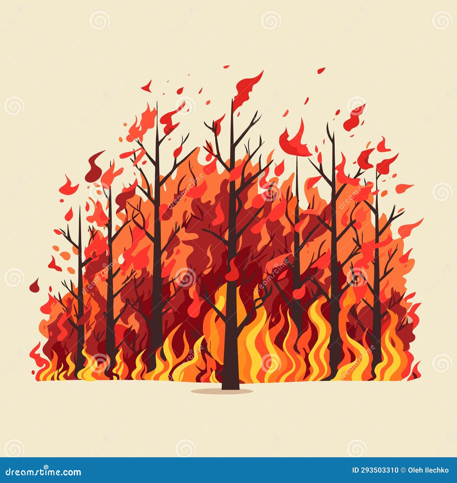 Forest on Fire Vector Flat Minimalistic Isolated Illustration Stock ...