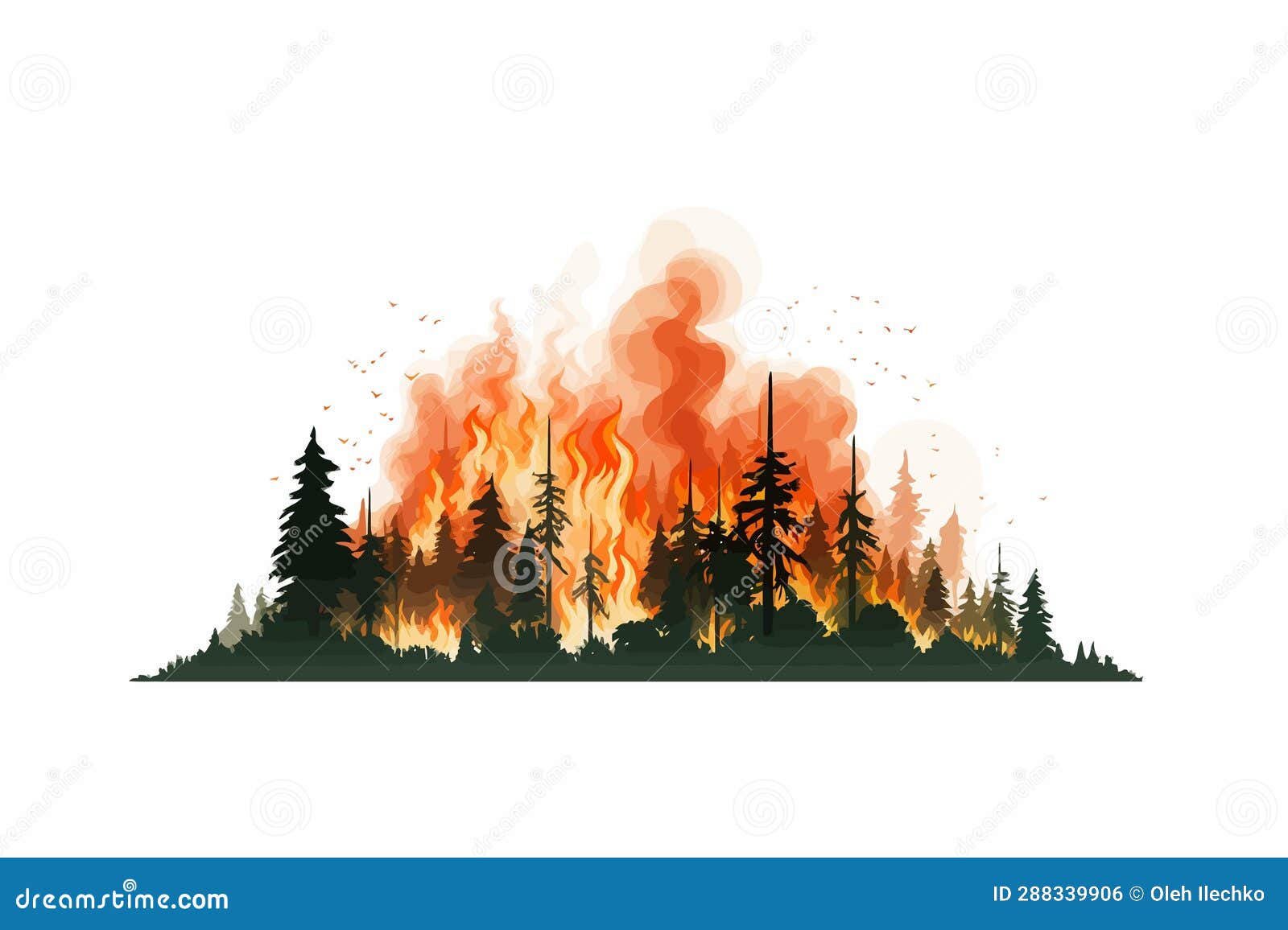 Forest Fire Vector Flat Minimalistic Isolated Illustration Stock Vector ...