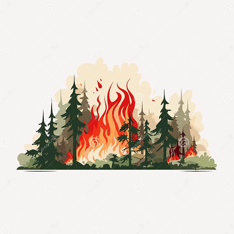 Forest on Fire Vector Flat Minimalistic Isolated Illustration Stock ...