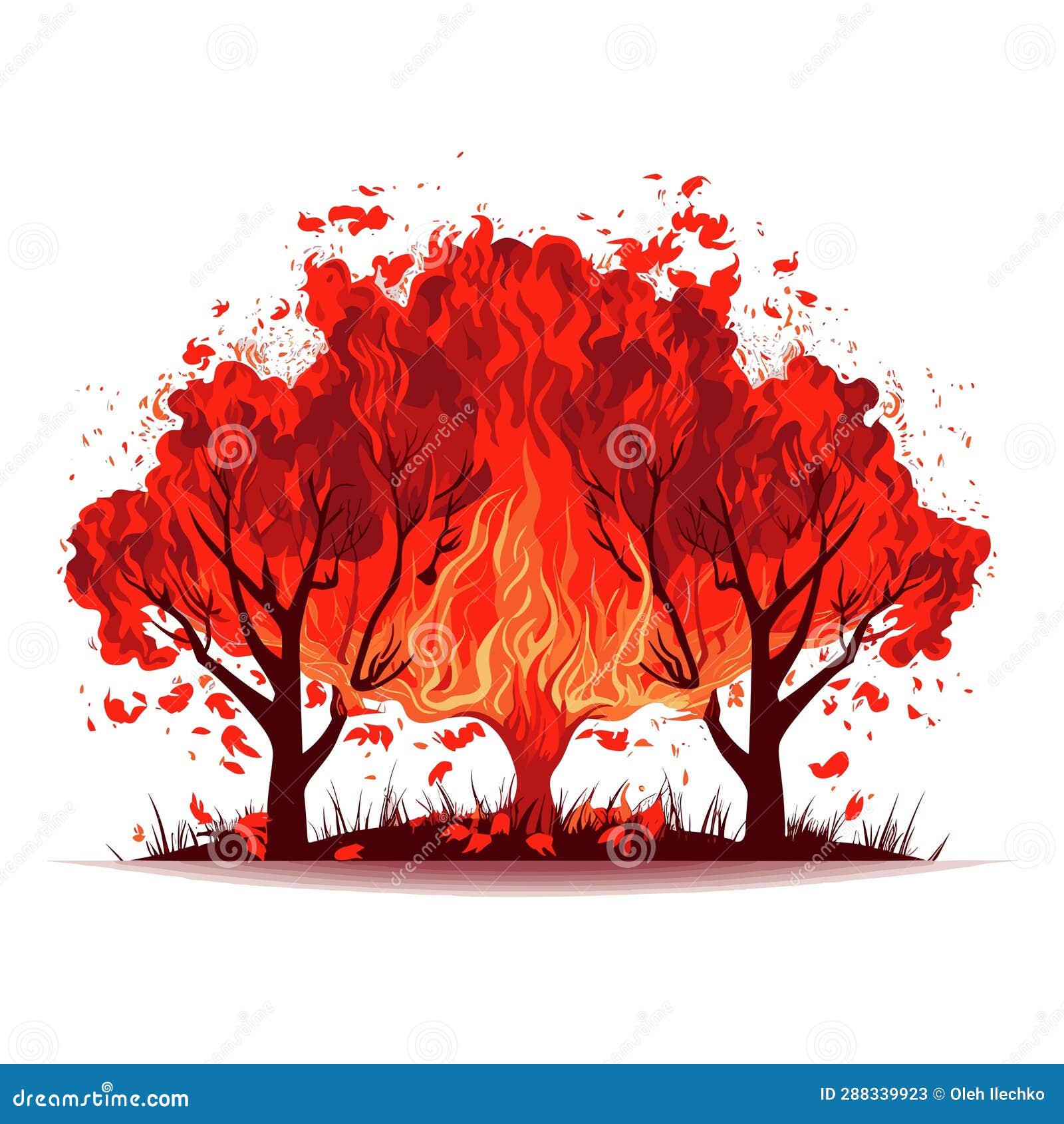 Forest on Fire Vector Flat Minimalistic Isolated Illustration Stock ...