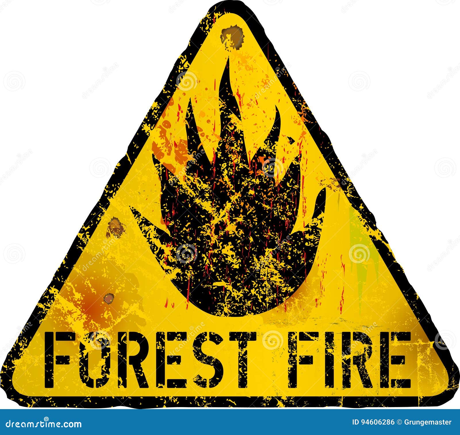 Fire Warning Sign On White. Fire Warning Sign In Yellow Triangle ...