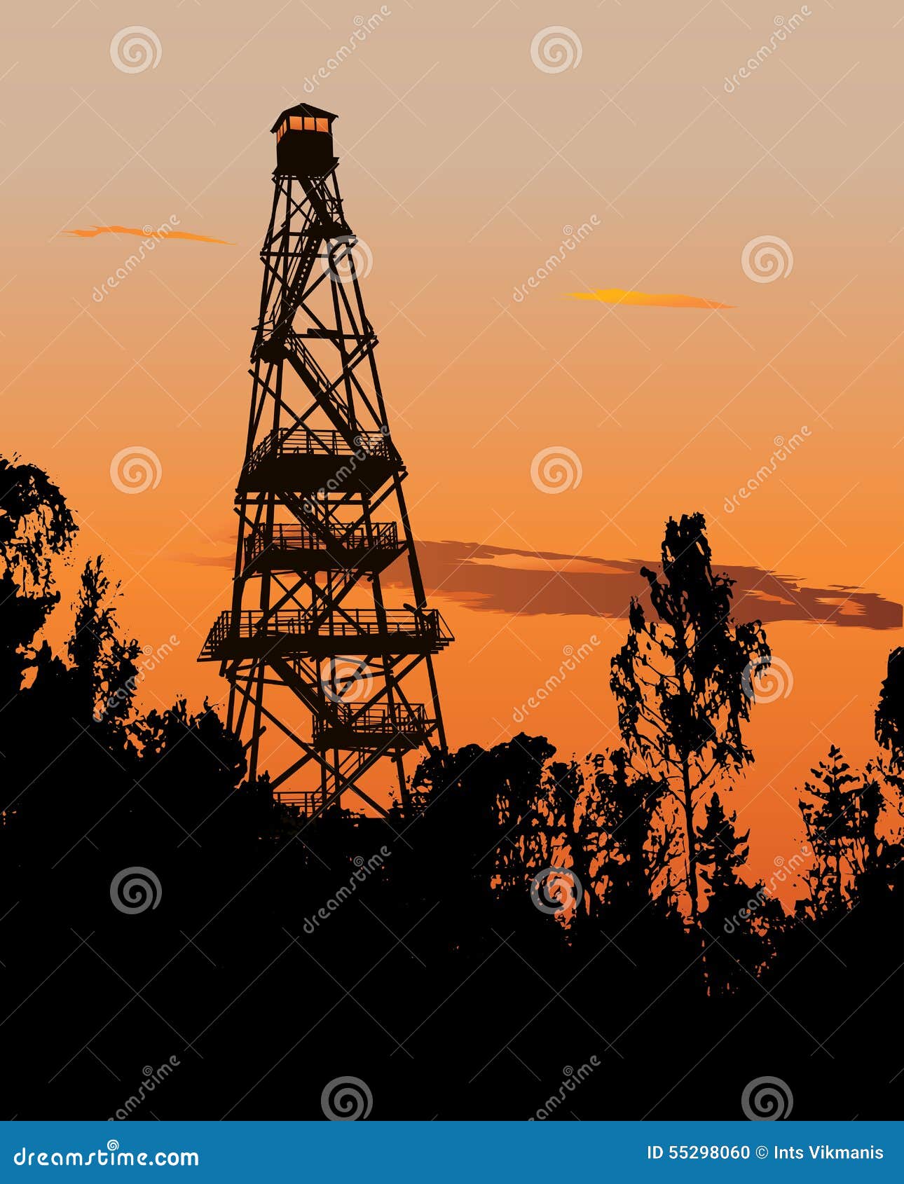A Fire Watch Tower In The Middle Of The Forest Stock Photography ...
