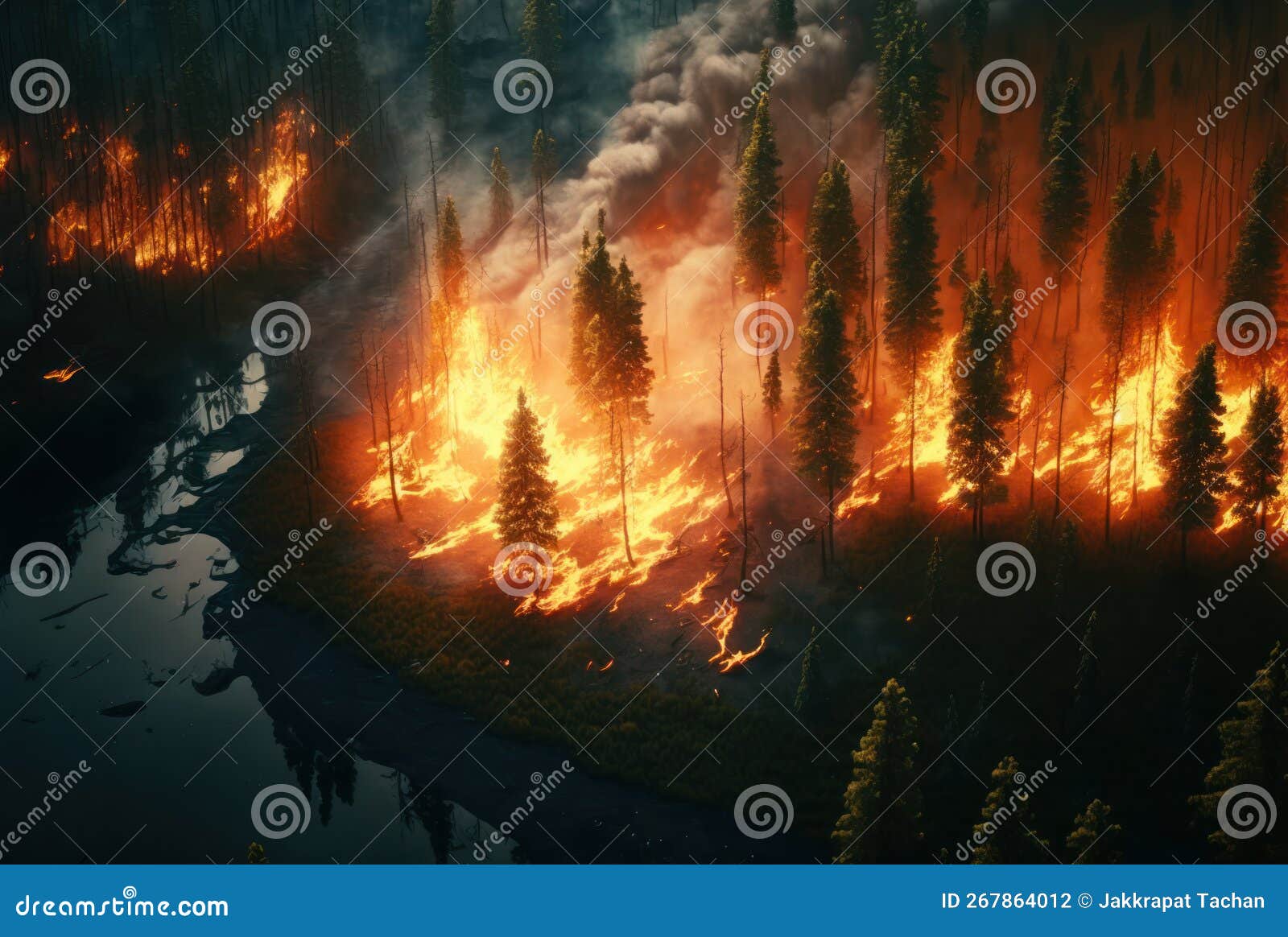 Forest Fire, Wildfire Caused by Climate Change, Smoke and Flames ...
