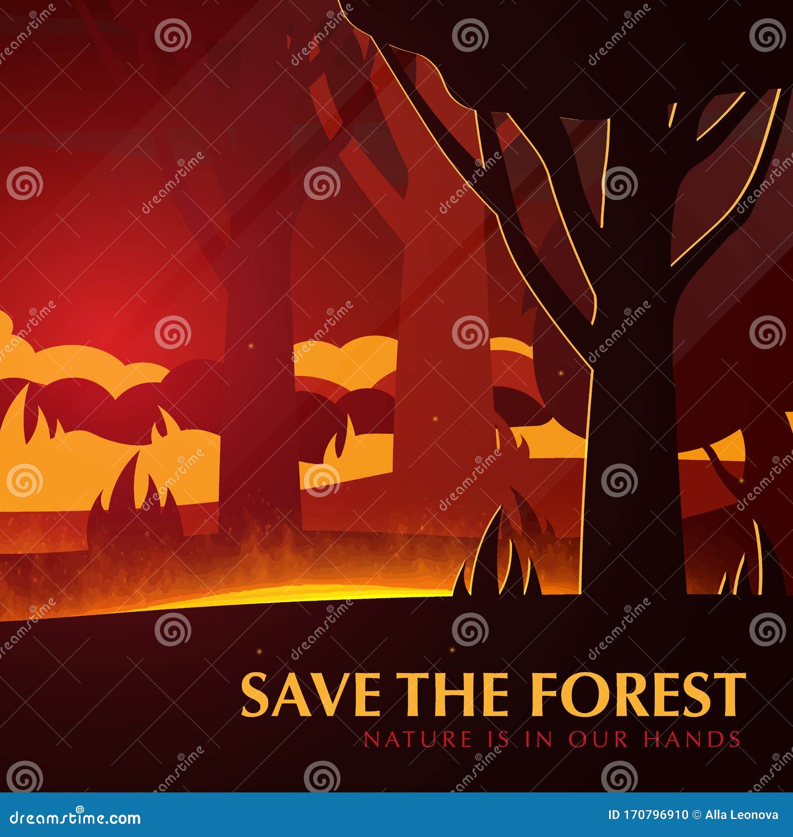 Forest Fires Background. Save The Forest Banner. Natural Disaster ...
