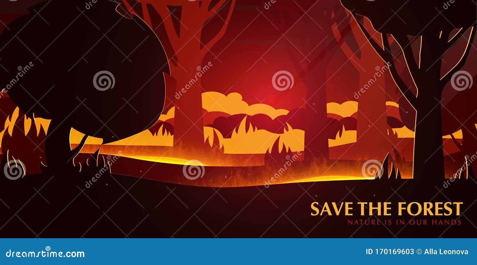 Forest Fires Background. Save The Forest Banner. Natural Disaster ...