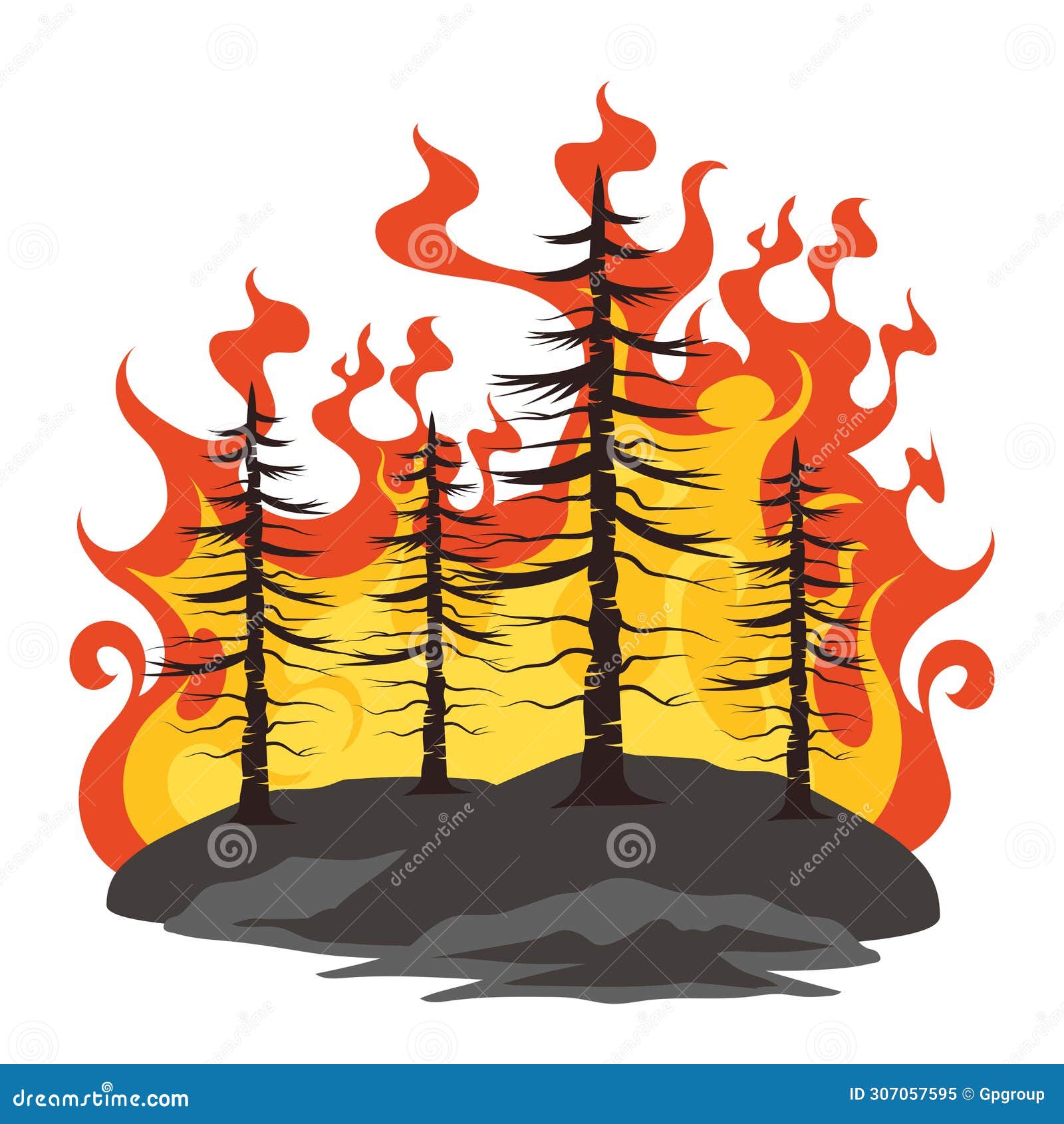 Forest fires deforestation stock vector. Illustration of destruction ...