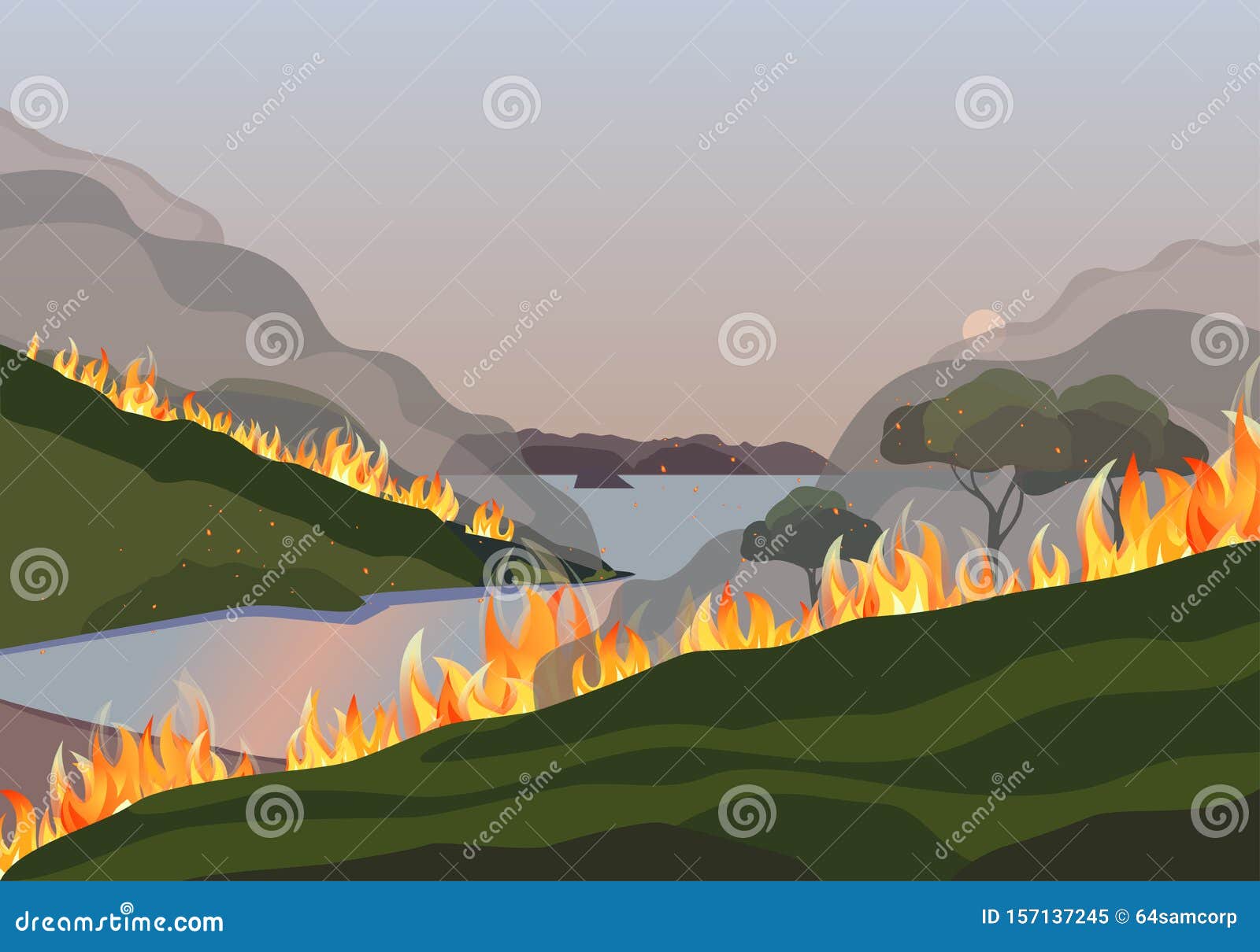 Survive A Wildfire. Forest Fire. Danger Of Wildfire. Stock Photography ...