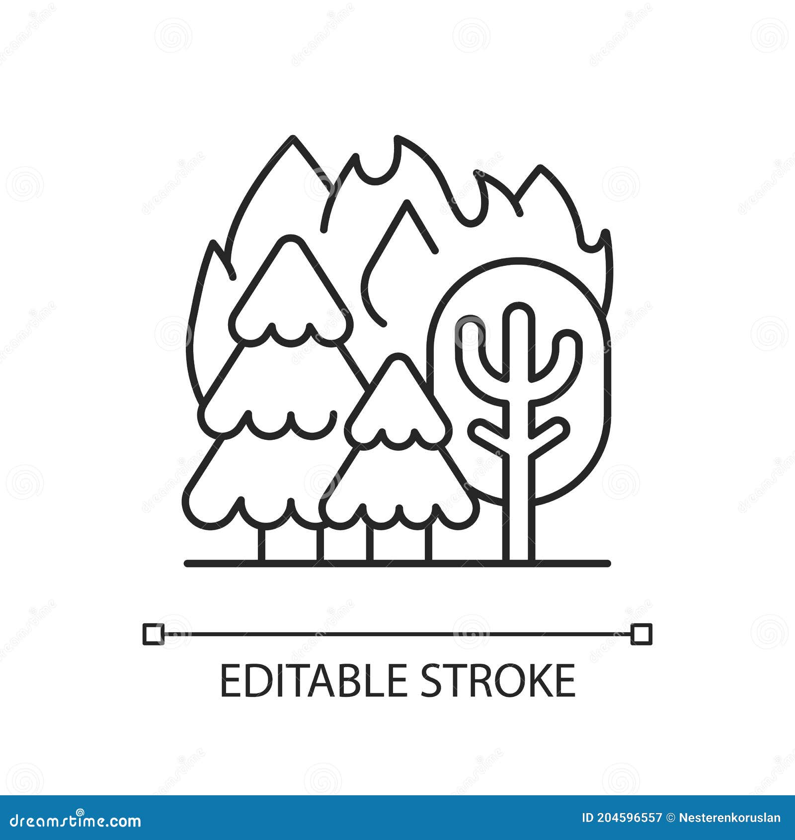 Forest fires linear icon stock vector. Illustration of pictogram ...