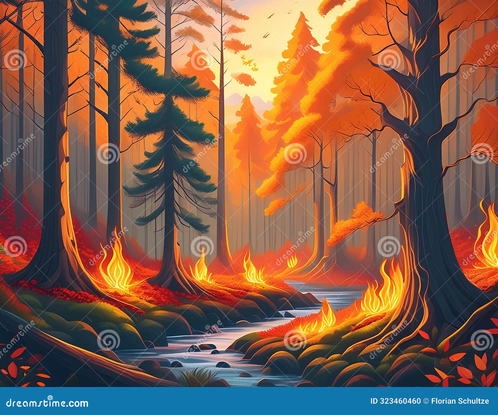 Forest Fires and Their Consequences for Nature Stock Illustration ...