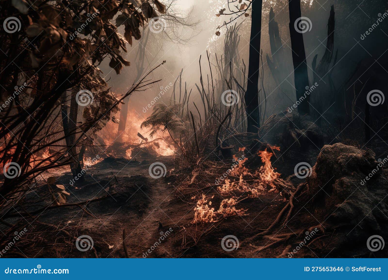 Forest Fires: a Threat To Our Environment. Generative AI Stock ...