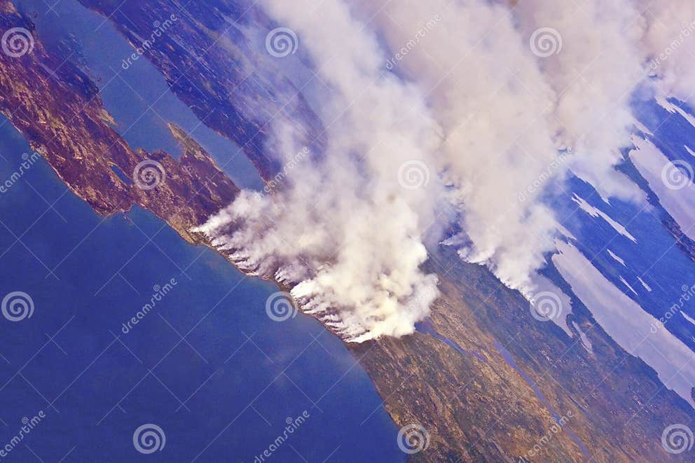 Forest Fires, View from Space. Elements of this Image Furnished by NASA ...