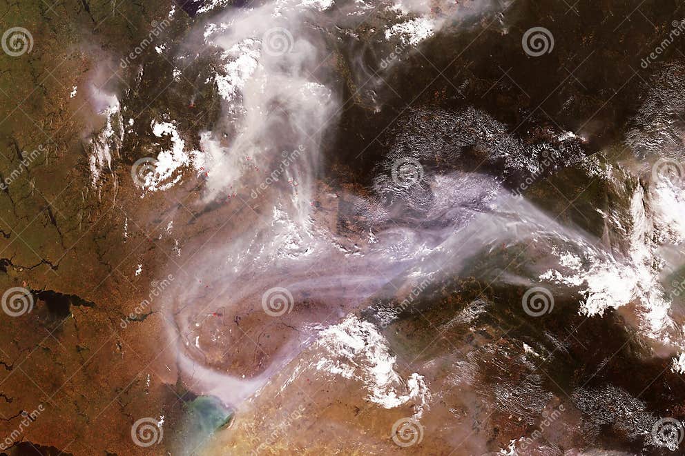 Forest Fires, View from Space. Elements of this Image Furnished by NASA ...