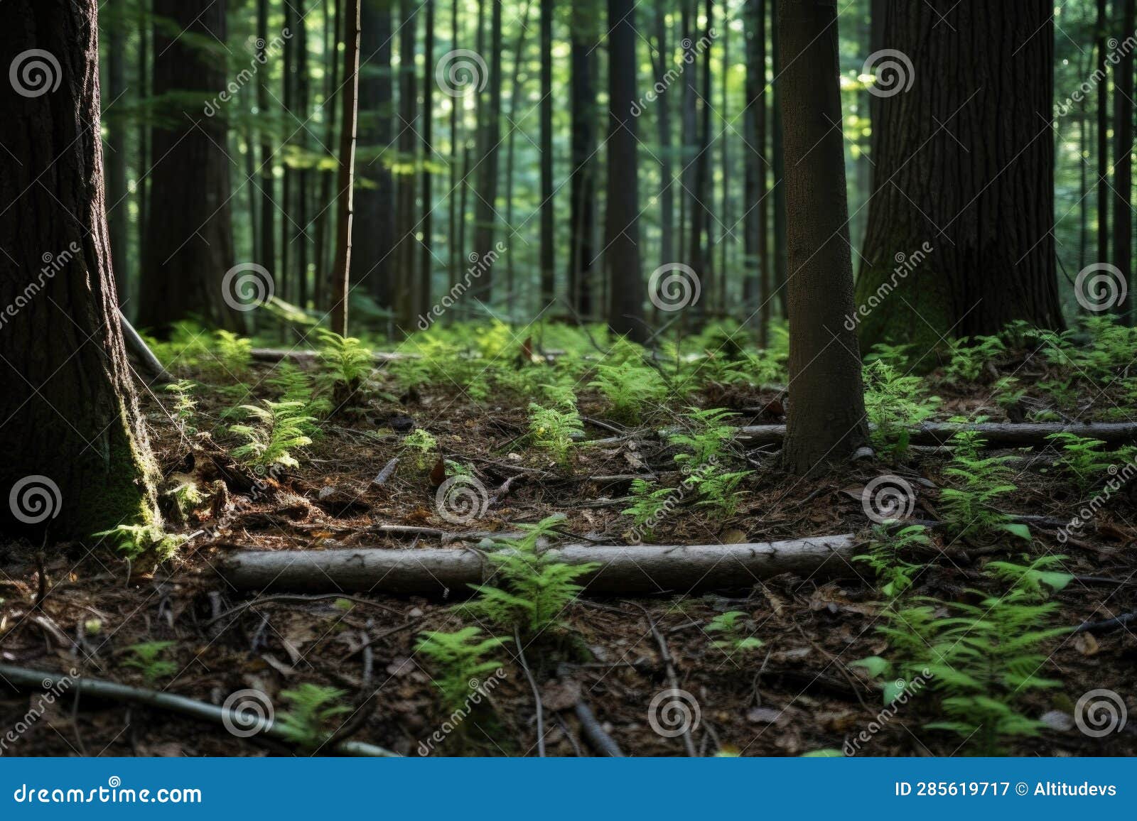 Forest Floor with New Saplings Growing among Tall Trees Stock ...