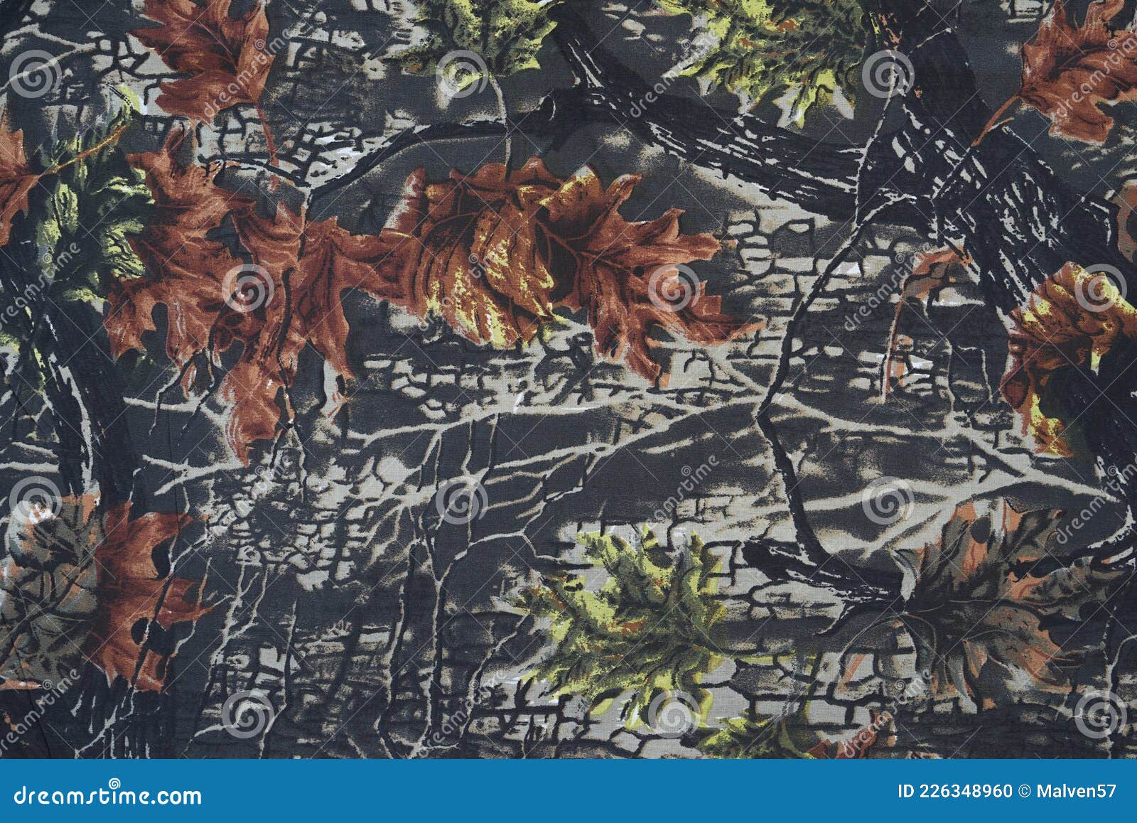 Forest Floral Camouflage Pattern on Fabric Stock Photo - Image of ...