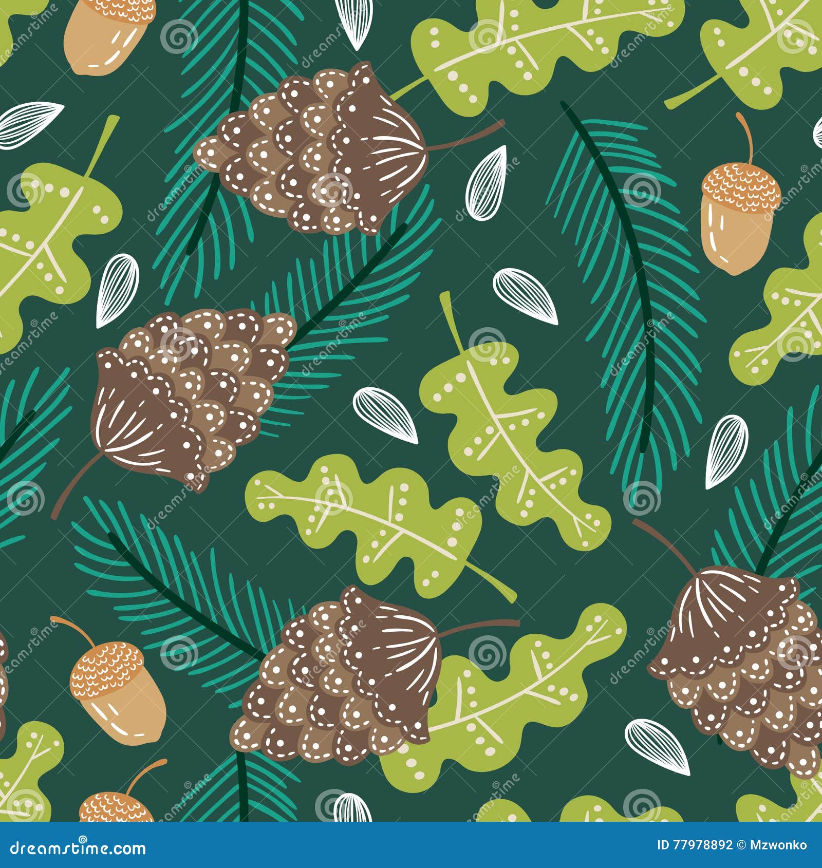 Forest Florals Pattern Background Stock Vector - Illustration of green ...