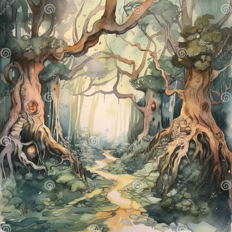 Forest Foreboding and Dark stock illustration. Illustration of ...