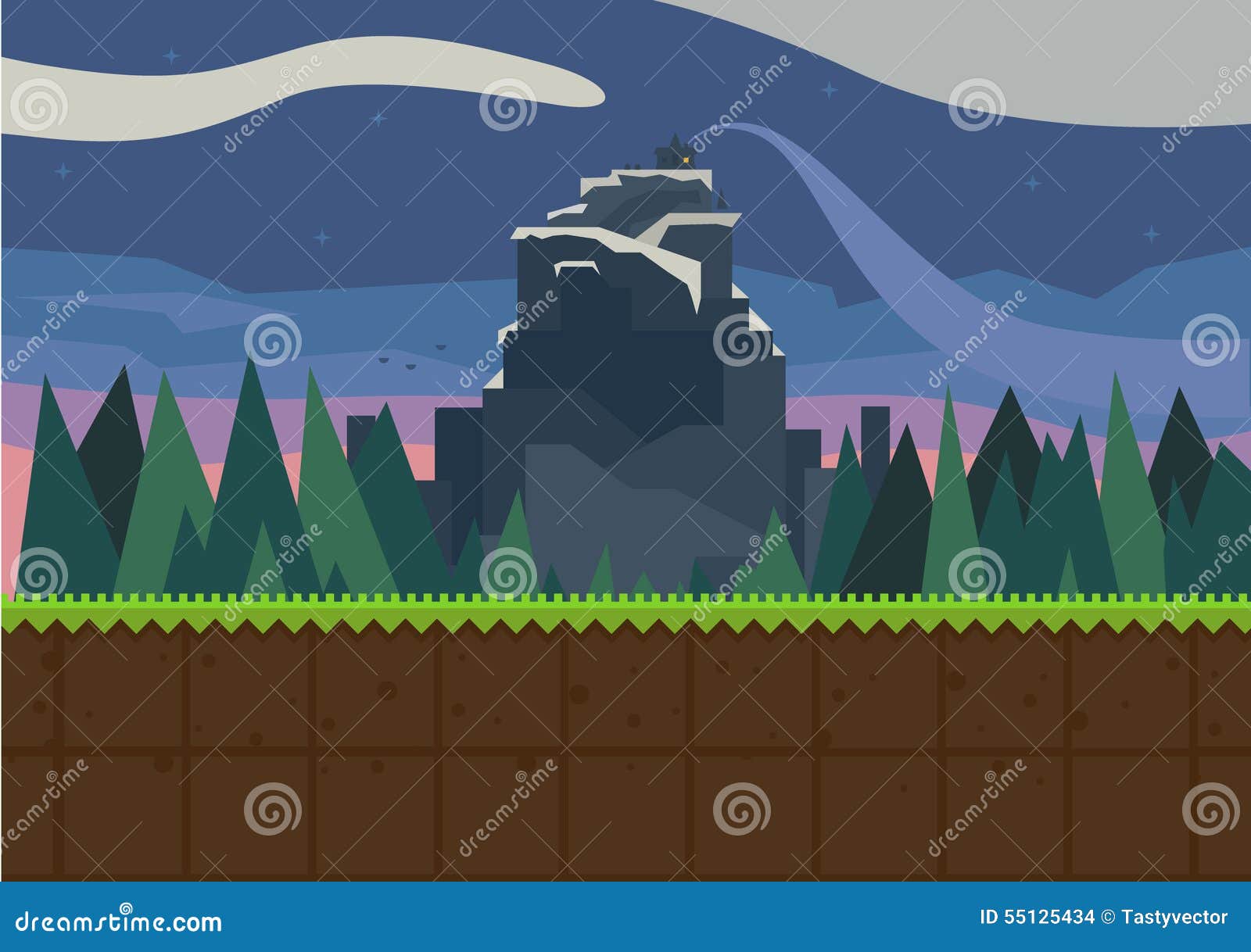 Forest And Fortress Vector Illustration | CartoonDealer.com #55125434