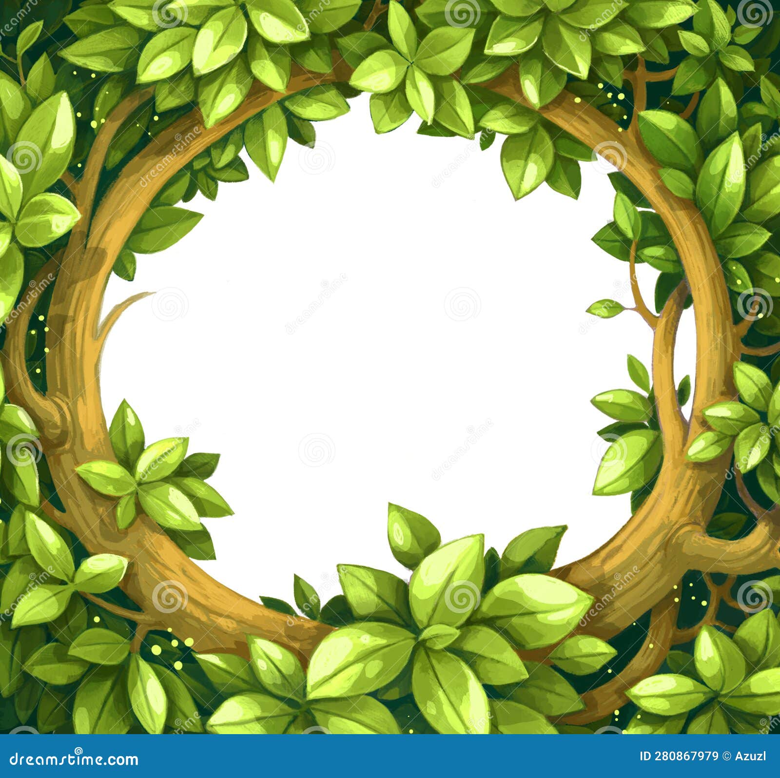 Forest Frame from Green Leaves Isolated on a White Background Stock ...