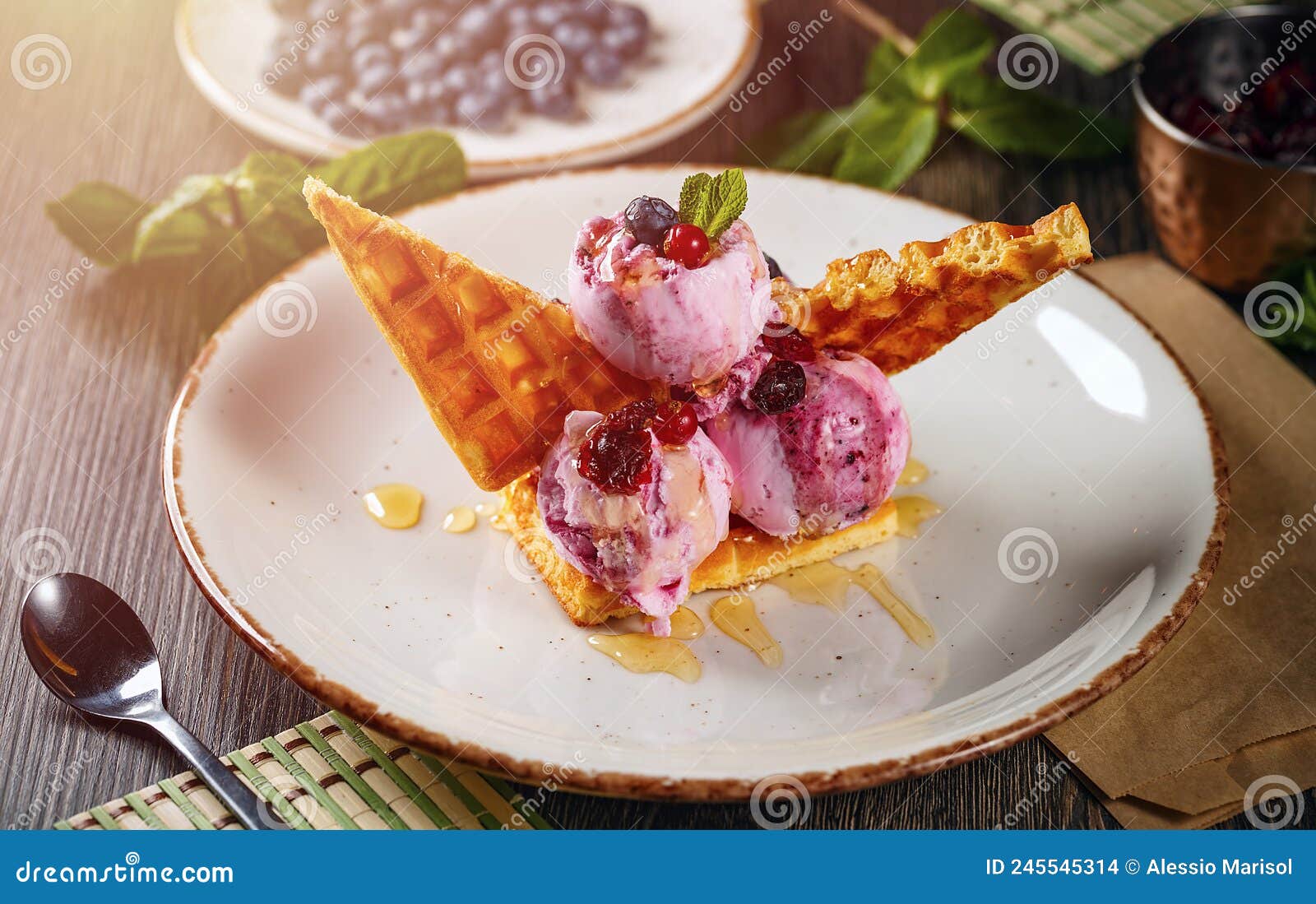 Forest fruit ice cream stock photo. Image of maple, dessert - 245545314